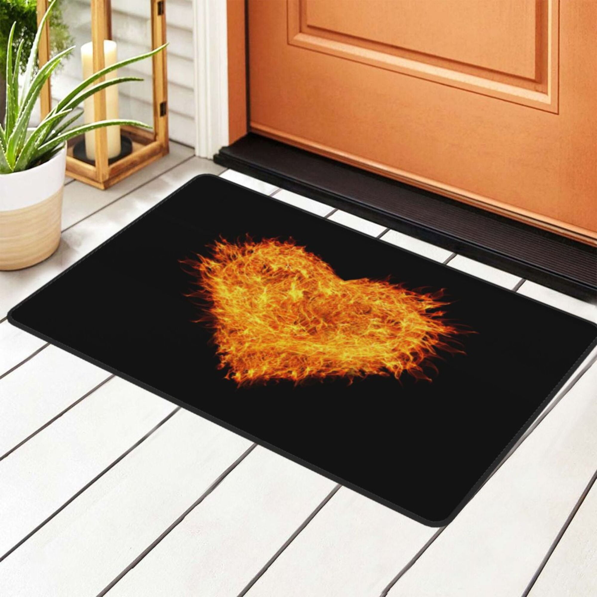 ZICANCN Heart Love Flame Fire Area Rugs Doormat , Facecloth Non-Slip ...