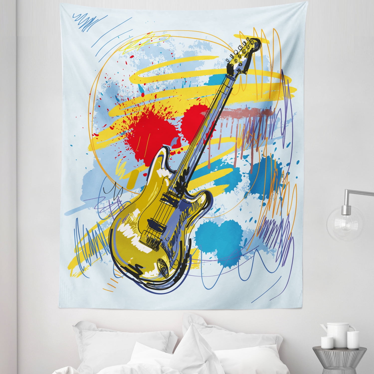 Art Tapestry, Abstract Musical Instrument Expressionist Art Stained and ...