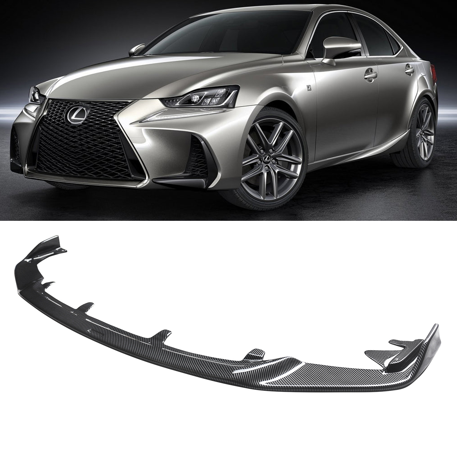 NINTE Front Bumper Lip for Lexus IS250 2017-2020 AR Style Carbon Fiber ...