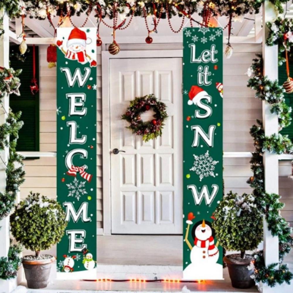 Merry Christmas Banners, Front Door Welcome Christmas Porch Banners Red ...