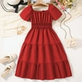 Bysome Toddler Girls Dress Solid Color Short Sleeve Square Neck Summer ...