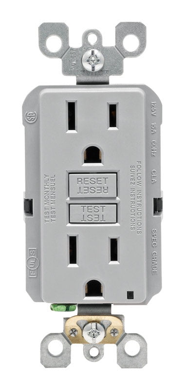 Leviton SmartlockPro 15 amps 125 V Gray GFCI Outlet 5-15R 1 pk ...