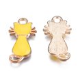 Alloy Enamel Pendants Cat Shape Light Gold Mixed Color 22x12x2~3mm Hole ...