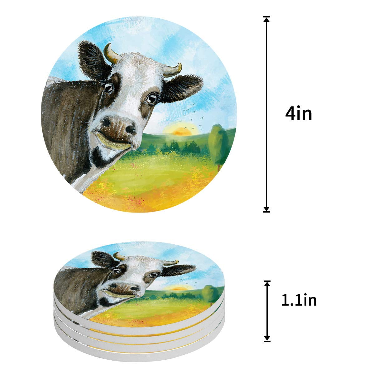 ZHANZZK Punk Vintage Clock Set of 4 Round Coaster for Drinks, Absorbent ...