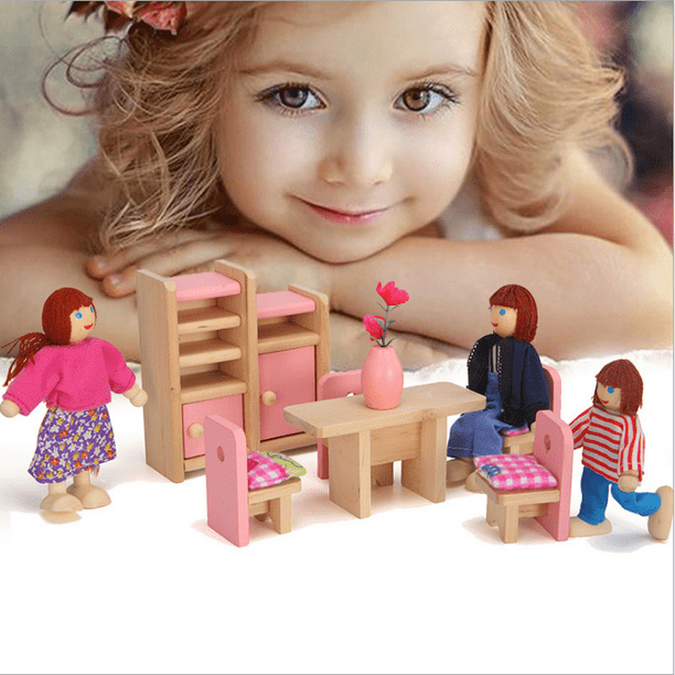 Amerteer Baby Kids Play Pretend Toy Design Wooden Doll Furniture ...