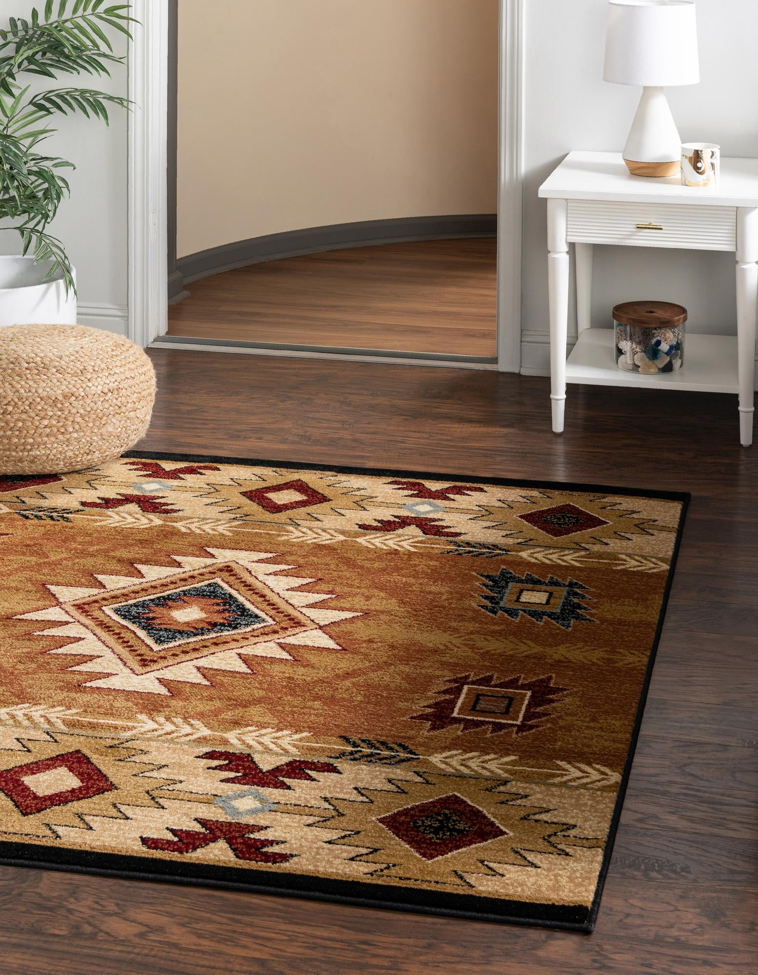Rugs.com Pioneer Collection Rug – 5 Ft Square Brick Medium-Pile Rug ...