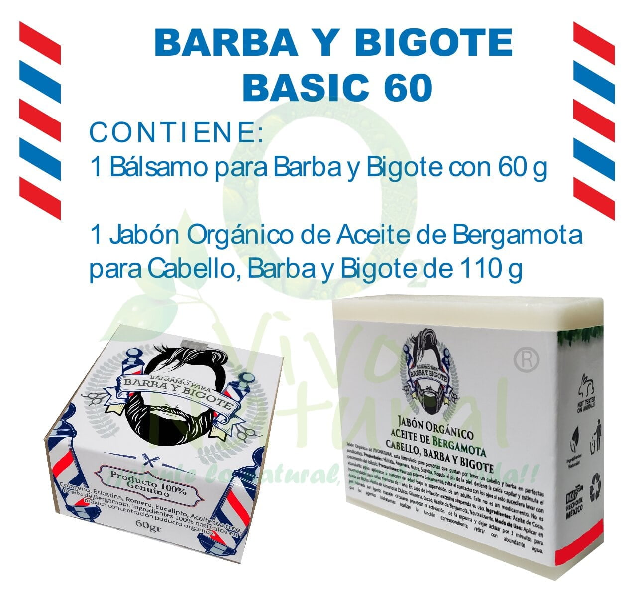 BARBA Y BIGOTE BASIC 60 VIVONATURAL. 1 Bálsamo para barba y bigote 60 g ...