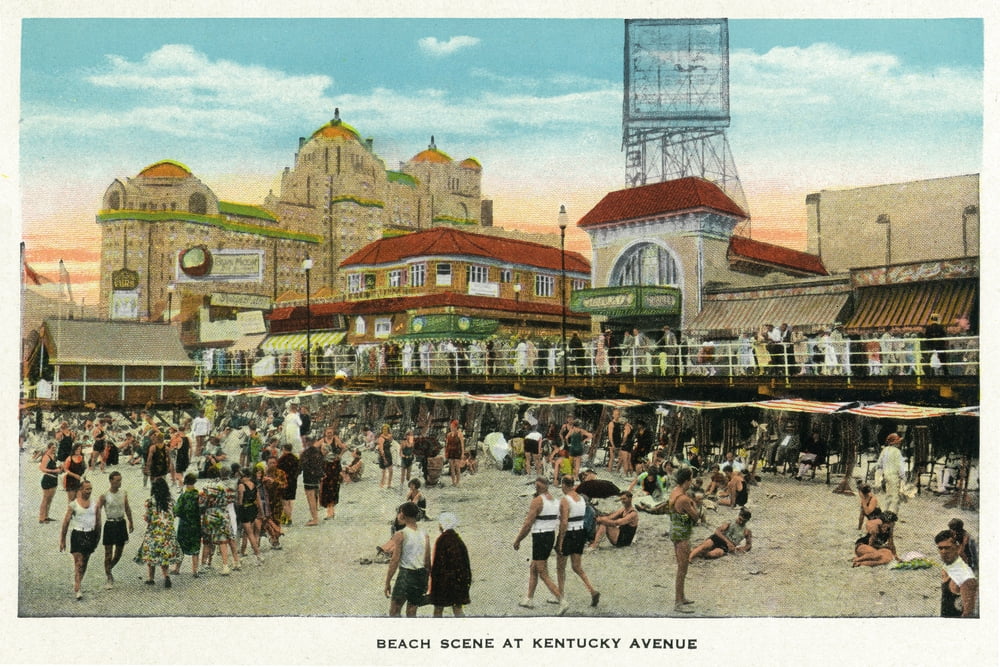 Atlantic City, New Jersey, Beach Scene at Kentucky Avenue (36x54 Giclee ...