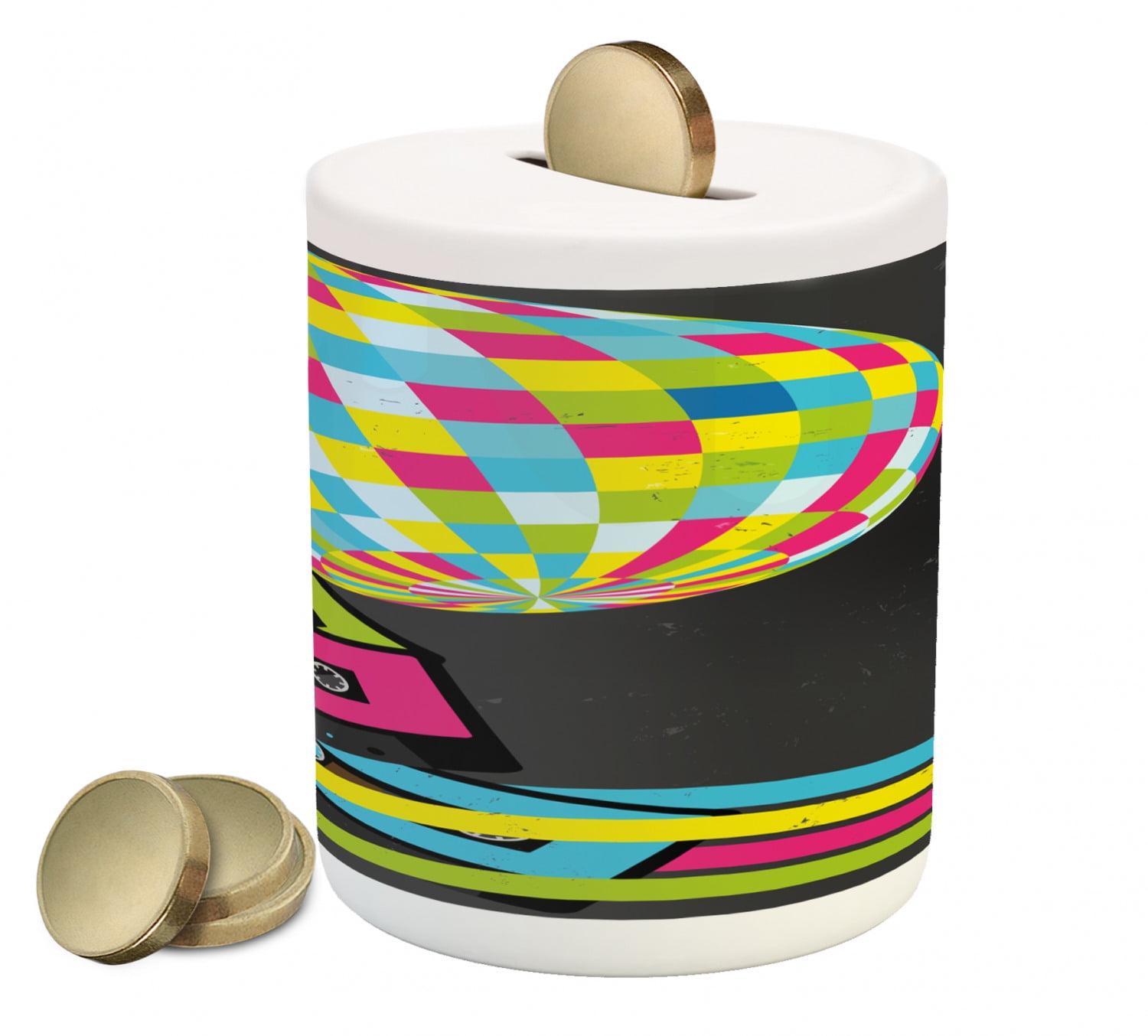 Popstar Party Piggy Bank, Retro Party Theme Disco Ball 80's Style Audio ...