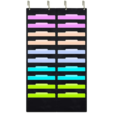 Hanging File Folder Organizer - 20 Pockets and 4 Over The Door Hanger ...