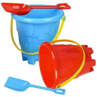 Glittery Plastic Beach Pails with Shovels 7 inches for Kids Sand Castle ...