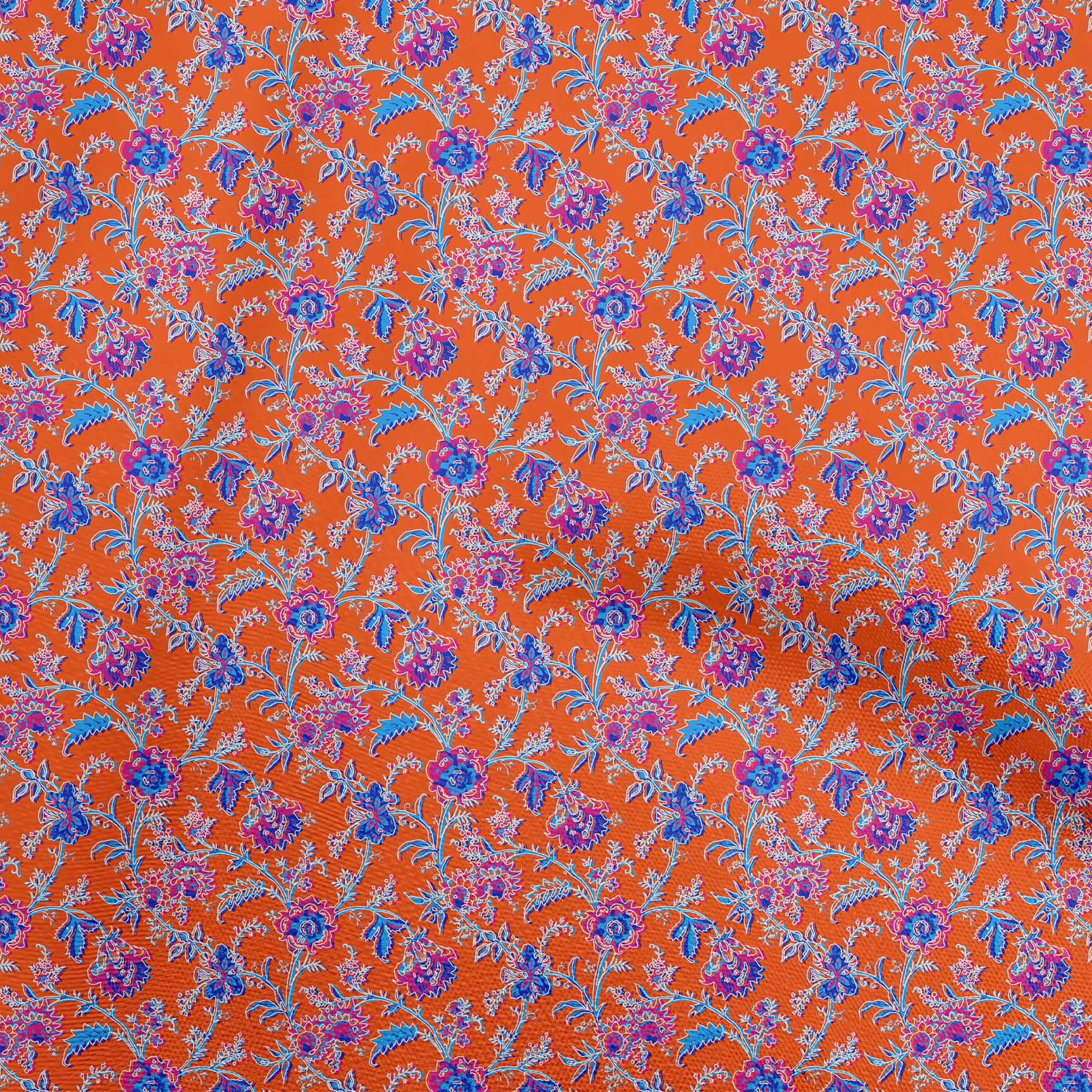 oneOone Velvet Red Fabric Floral Sewing Material Print Fabric By The ...