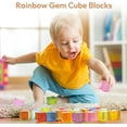 Woodtoe Wooden Building Blocks Set for Kids, 36 PCS Rainbow Acrylic Gem ...