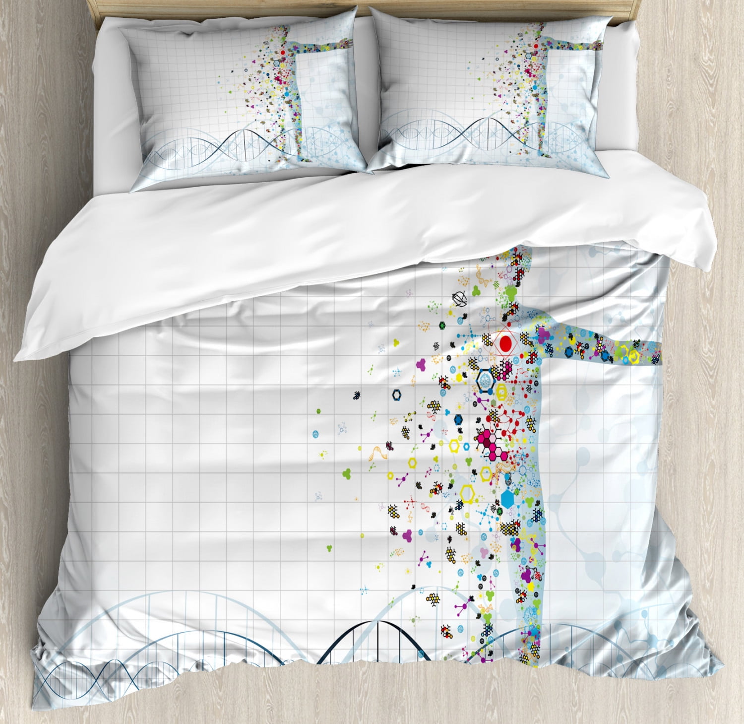 Human Anatomy Duvet Cover Set, Digital Psychedelic Molecule Body of ...