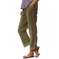 Cagogo Women Plus Size Straight Leg Mid Rise Trousers with Pockets ...