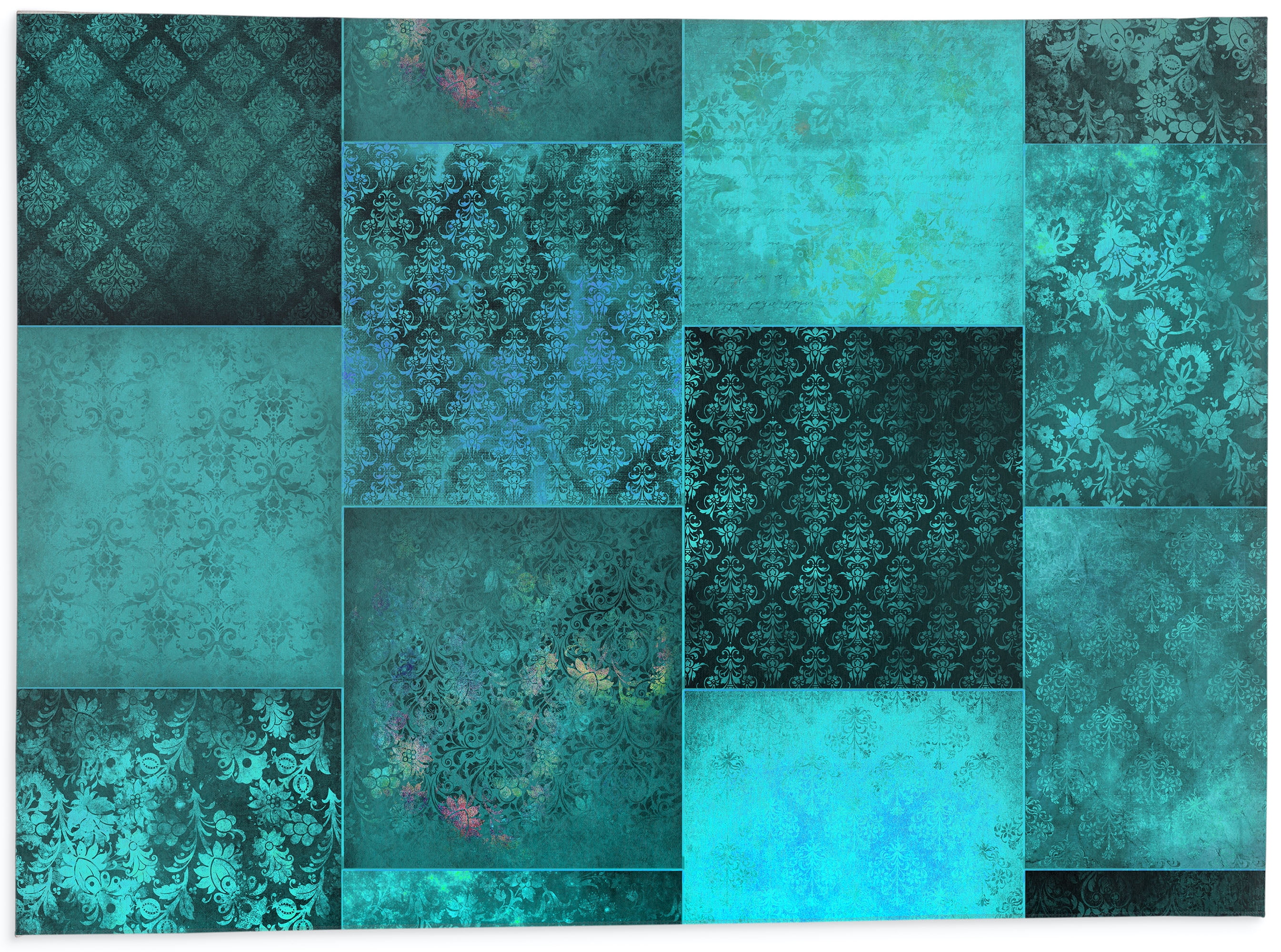 Eclectic Bohemian Patchwork Teal Office Mat by Kavka Designs - Walmart.com