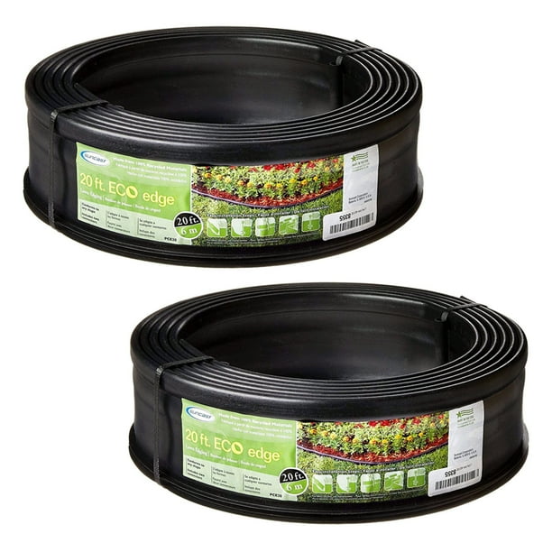 Suncast 5 Eco Edge 20 Foot Plastic Edging Roll w/ 2 Connectors, 5 Inch ...