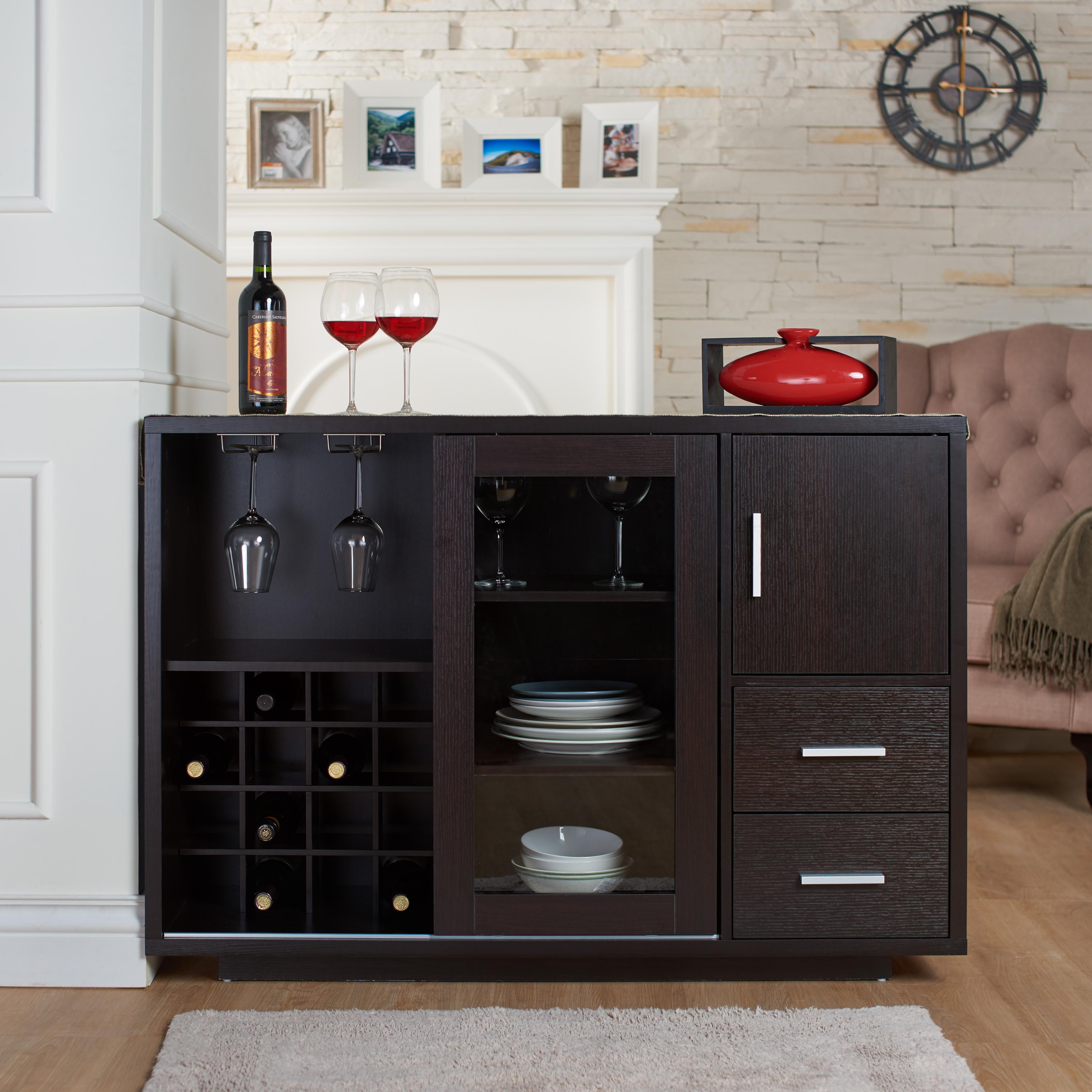 Hildah Multi Space Glass Rack Wine Cabinet-Finish:Cappucino - Walmart.com