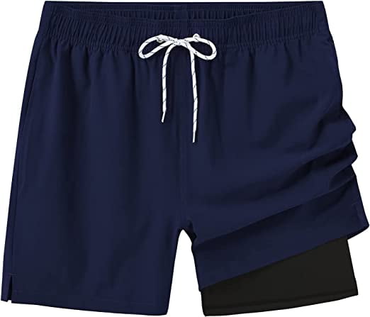 Yukaichen Mens Swim Trunks With Compression Liner 2 In 1 Quick Dry