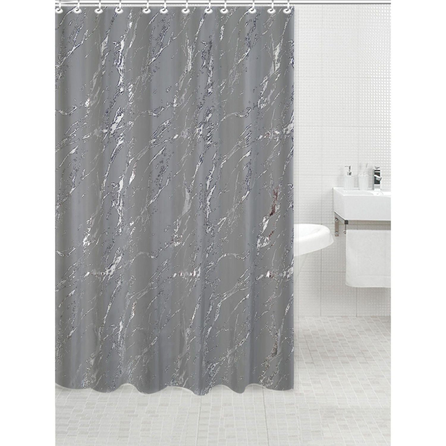 Polyester Silver Foil Marble Printed Shower Curtain (Gray) - Walmart.ca