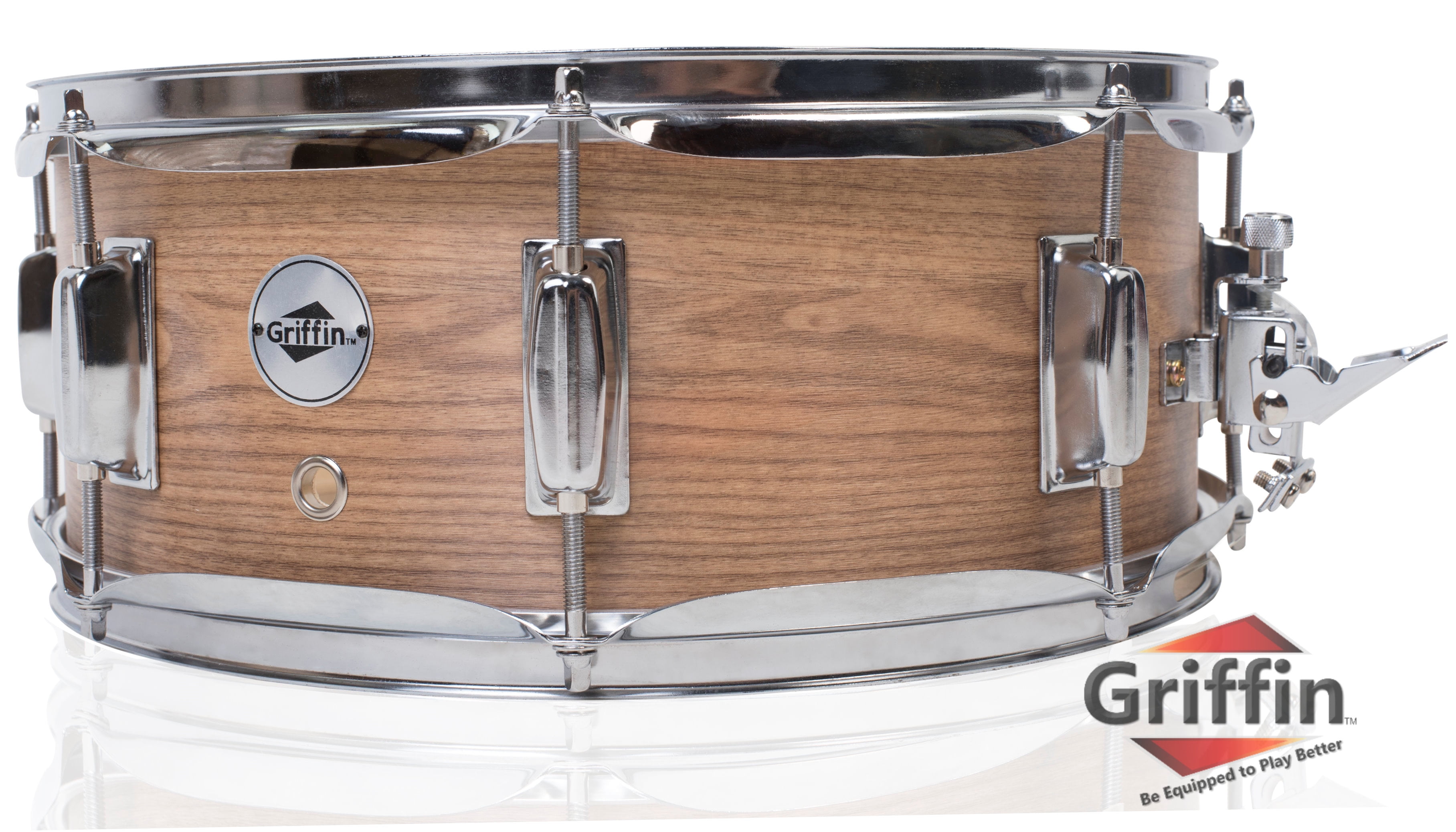 Oak Wood Snare Drum by Griffin PVC on Poplar Wood Shell 14" x 5.5 ...