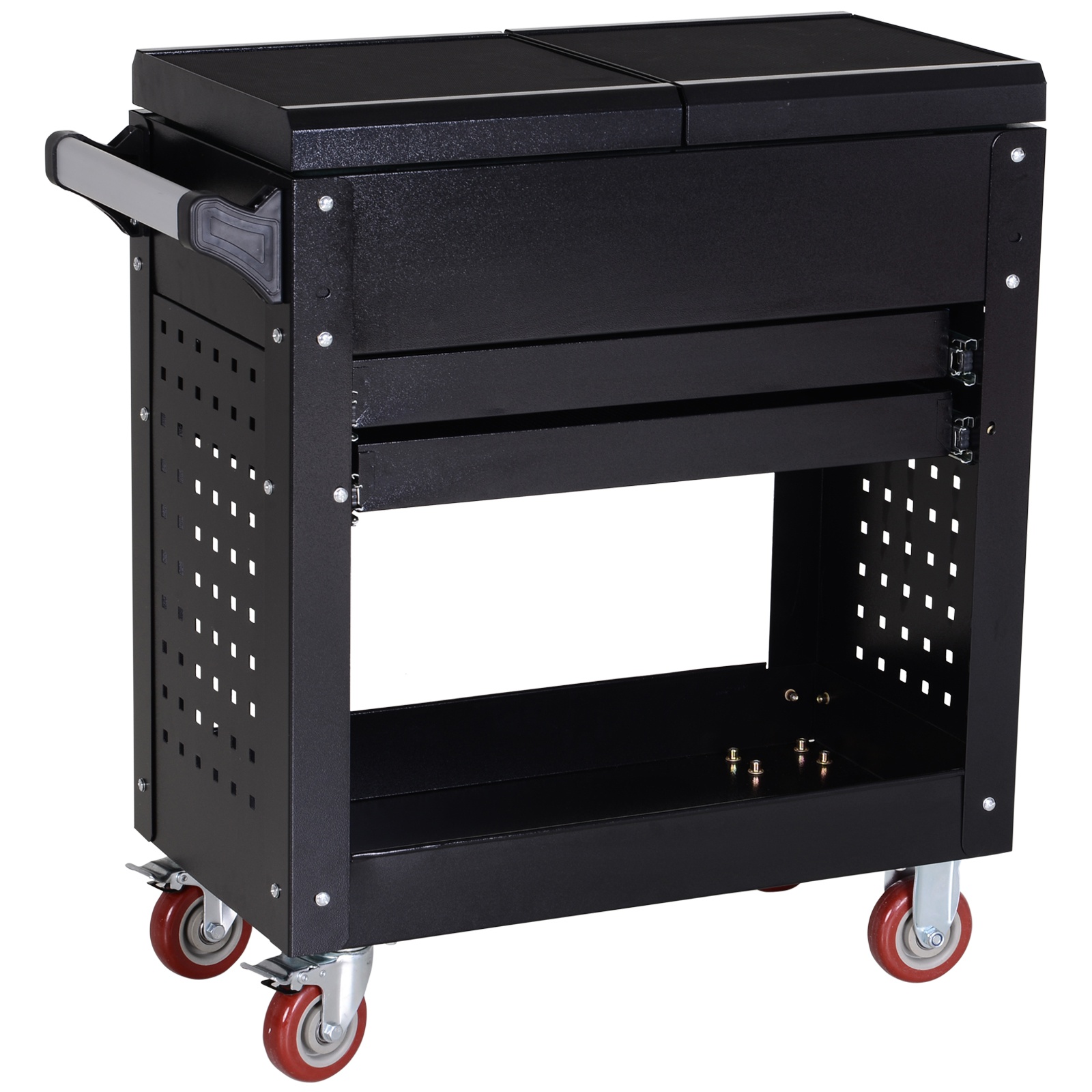 Rolling Tool Cart Toolbox Tool Organizer with Open Lid and 2 Sliding ...