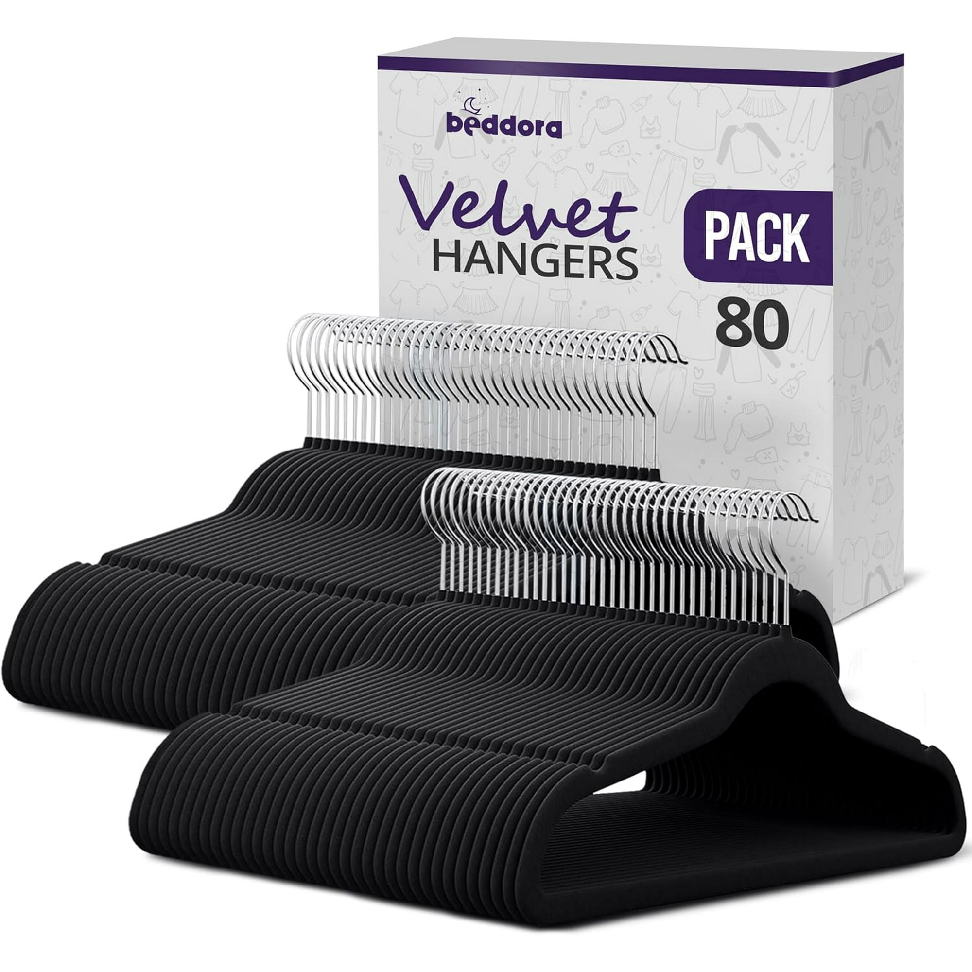 Click here for Beddora Black Velvet Hangers  80 Pack - Adult Unis... prices