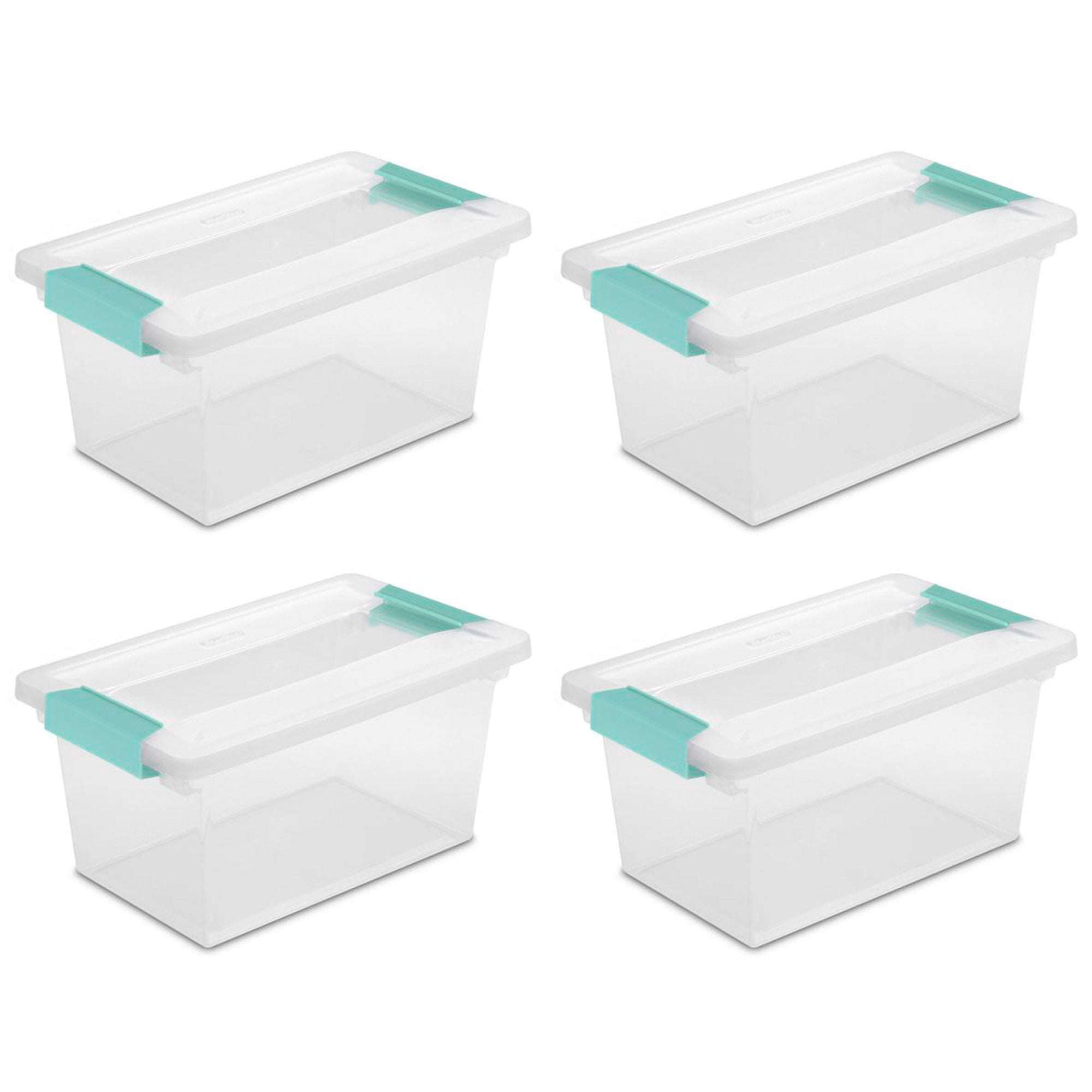 Sterilite Plastic Medium Clip Storage Box Container w/ Latching Lid, 4 ...