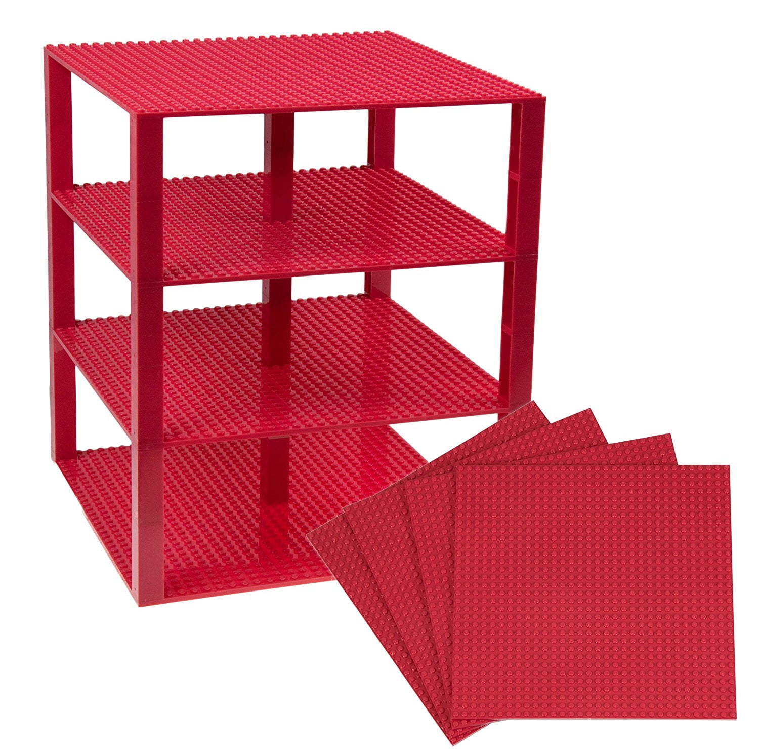 Premium Dark Red Stackable Base Plates - 4 Pack 10" x 10" Baseplate ...