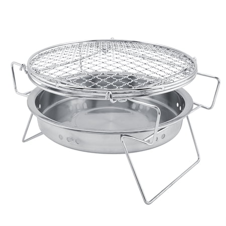 Herwey Round BBQ Grill,Stainless Steel Mini BBQ Grill Folding Portable ...