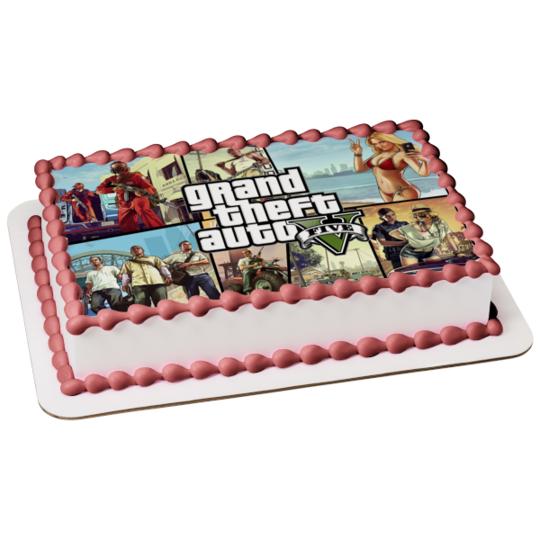 Grand Theft Auto 5 Franklin Trevor Michael Edible Cake Topper Image ...