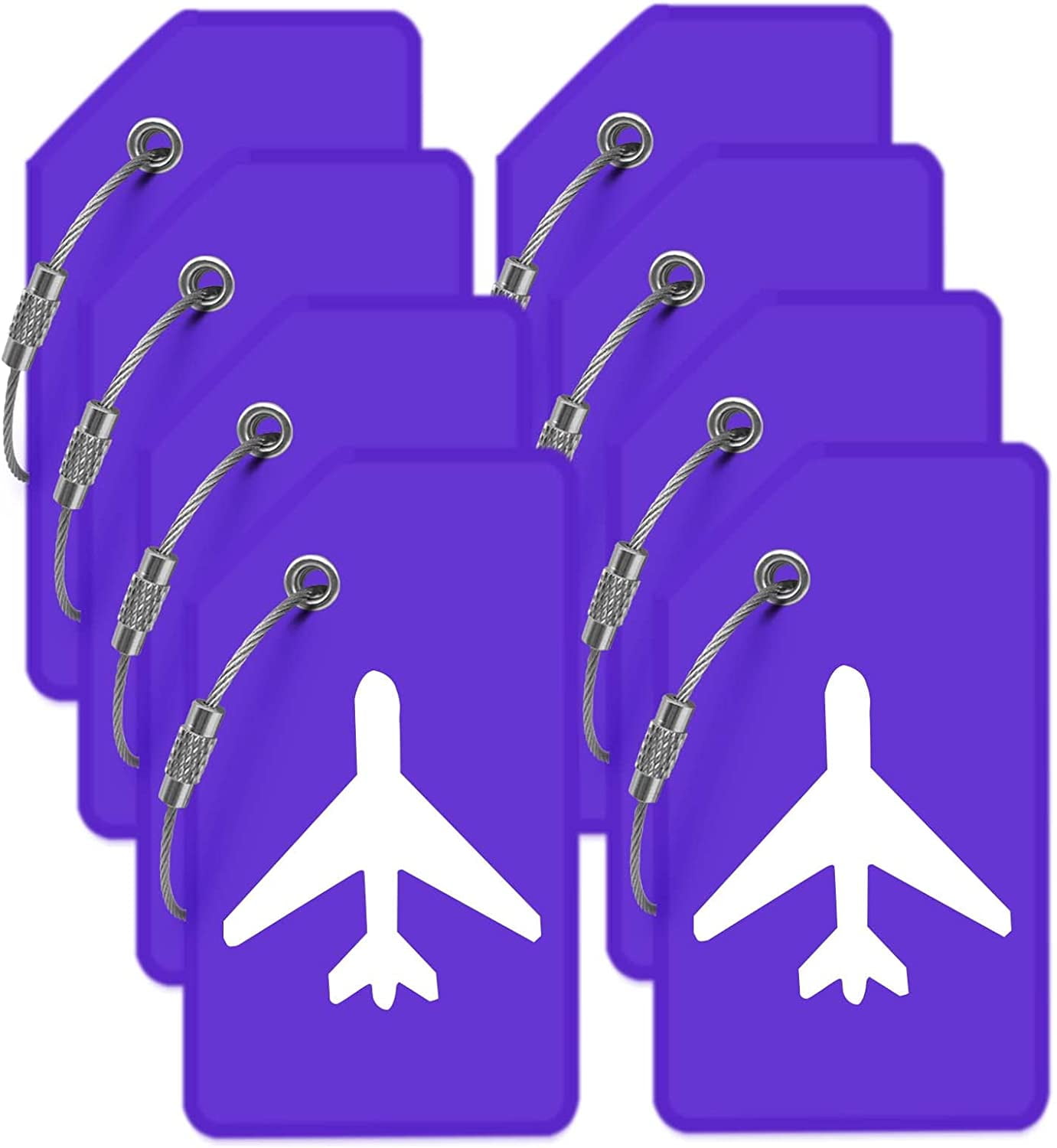 " 8pack Luggage Tags for Suitcases with Name ID Card - Purple ...
