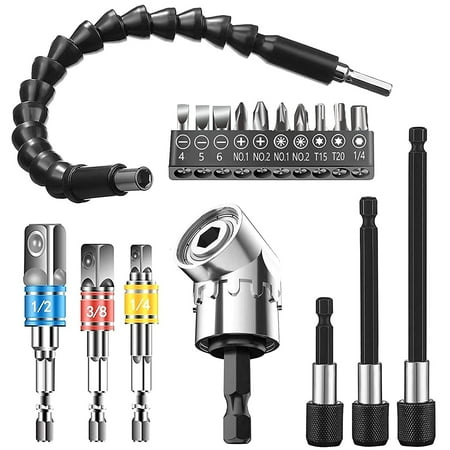 HOTBEST Flexible Drill Bit Extension Set, Includes 105° Right Angle Drill, Bendable Drill Bit ...