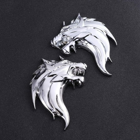 Car Sticker Auto Emblem Decal 1 Pair 3D Metal Wolf Badge Decal Sticker ...