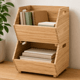 2-Piece Wood Stackable Open Front Storage Bins, 11.02 x 10 x 8.27 in ...