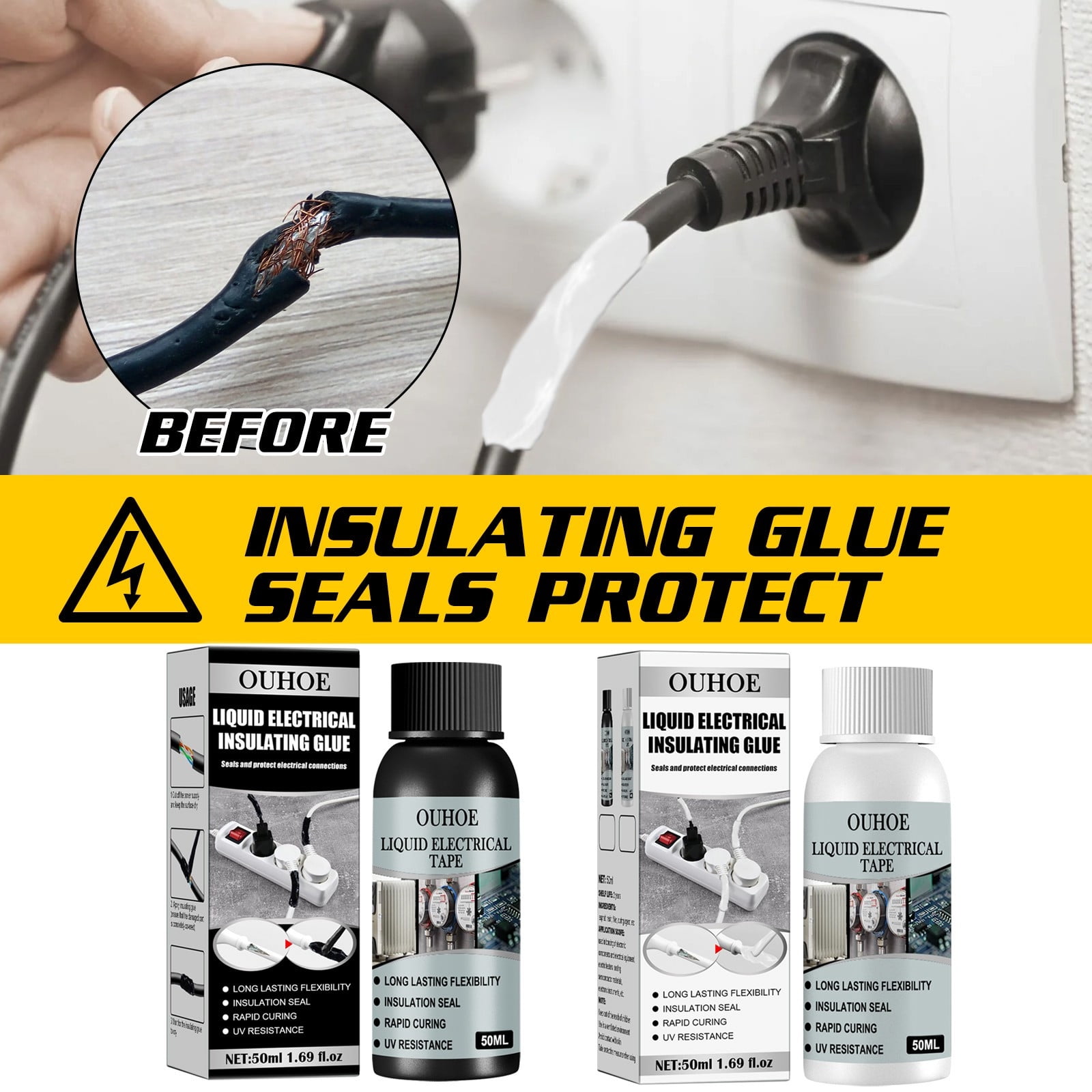 Fiudx Cinta Aislante Eléctrica, Adhesivo Ignífugo de Alta Temperatura ...