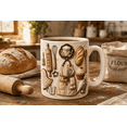 Baker Mug 3D Effect Warm Cream White Coffee Cup with Rolling Pin ...