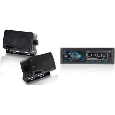 3-Way Indoor Outdoor Speaker System - 3.5 Inch 200W Pair of Mini Box ...