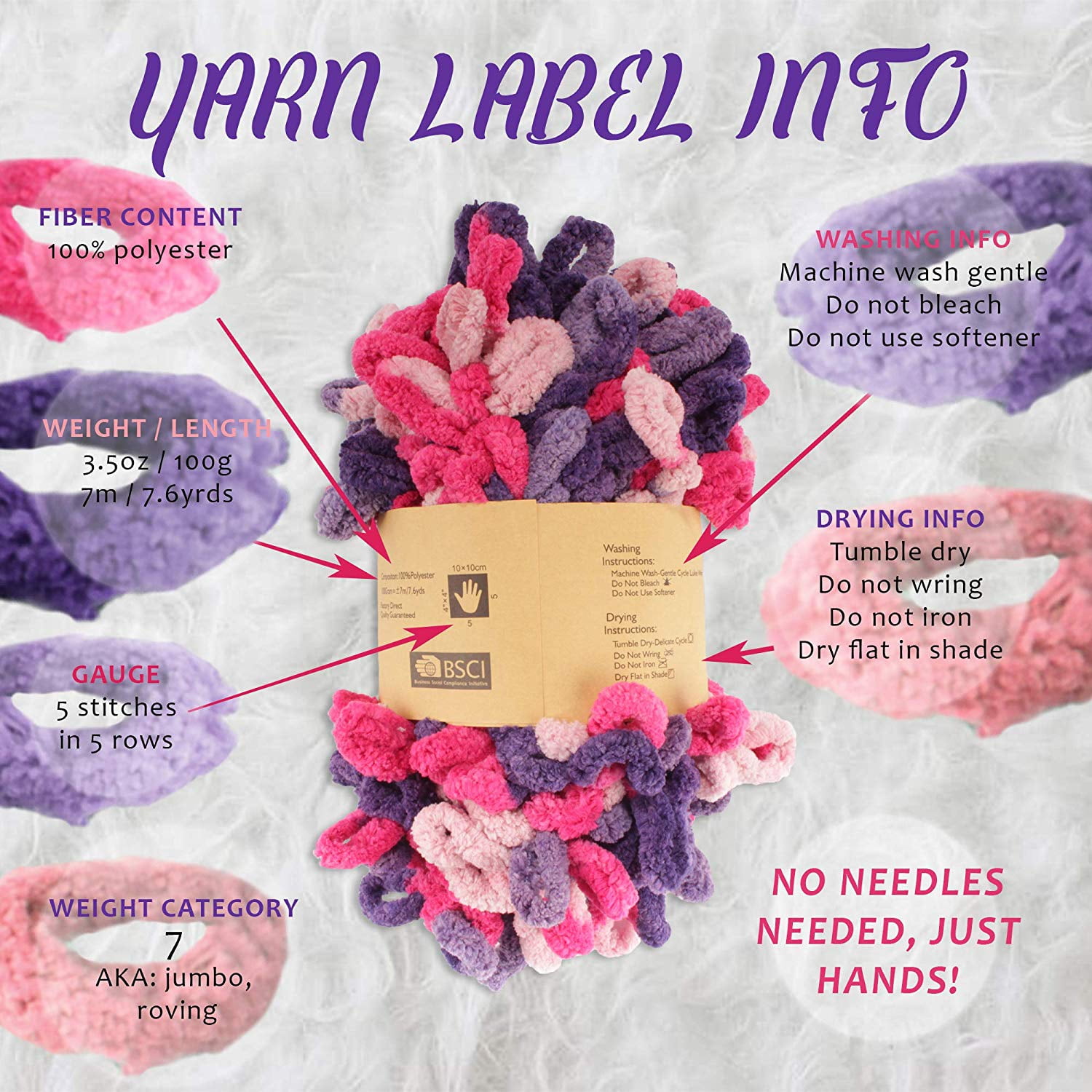 JubileeYarn Fun Finger Loops Yarn - Polyester Jumbo Loop Yarn - 100g ...