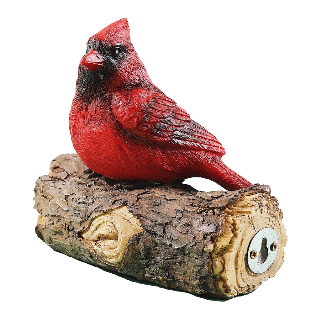 Sofullue Red Bird Statue Garden Trees Fence Gardening Christmas ...