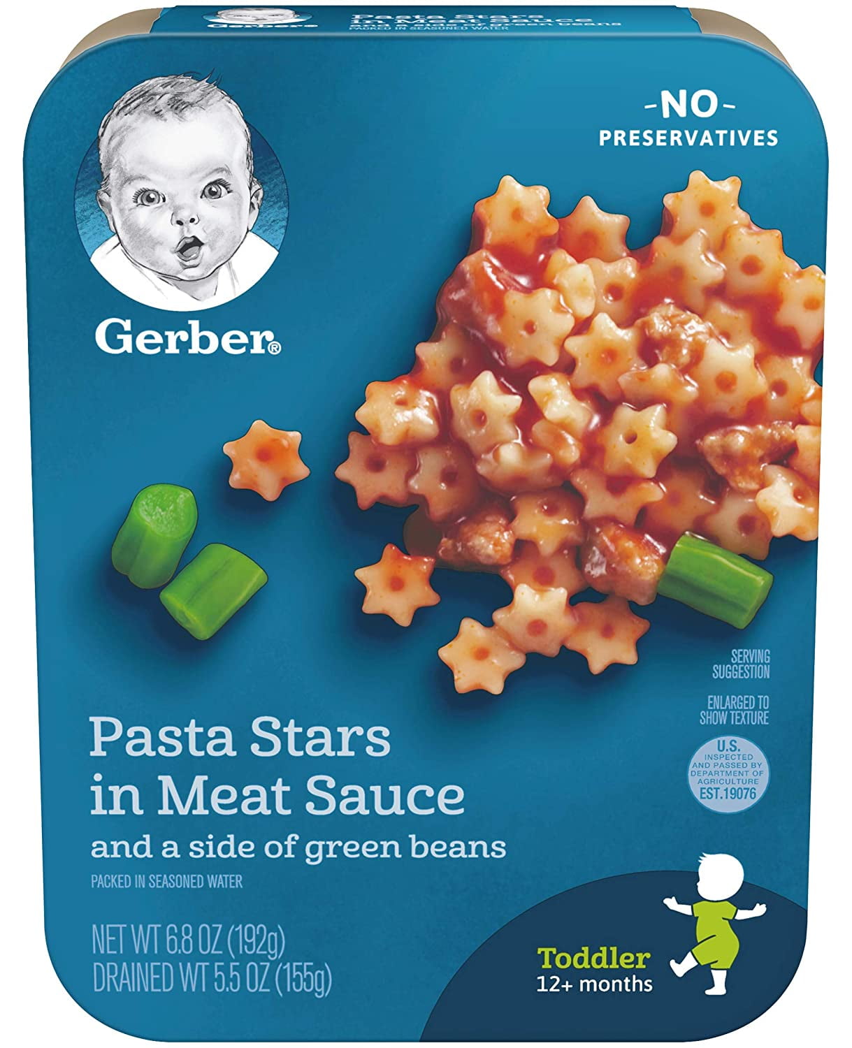 Gerber Lil Entrees, Pasta Stars in Meal Sauce with Green Beans - 6.6 oz ...