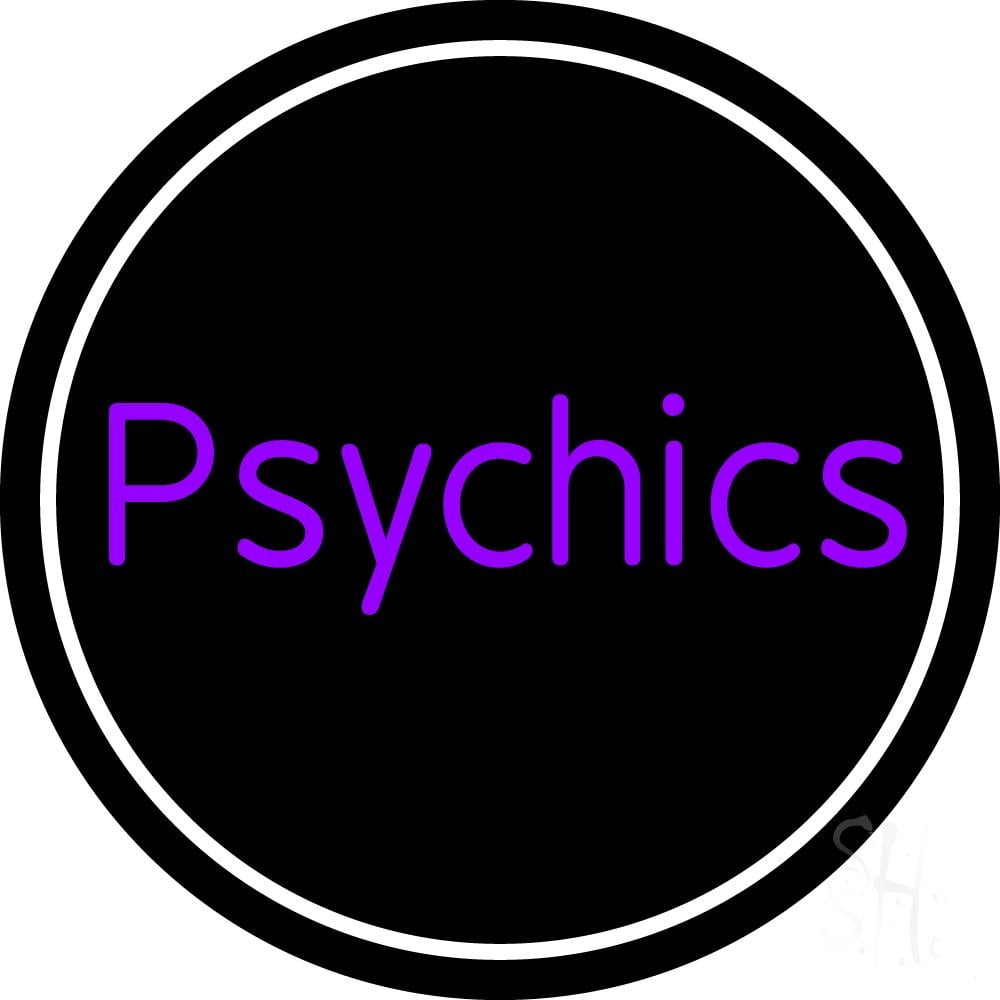 Purple Psychics With Circle LED Neon Sign 18 X 18 - inches Black Square ...