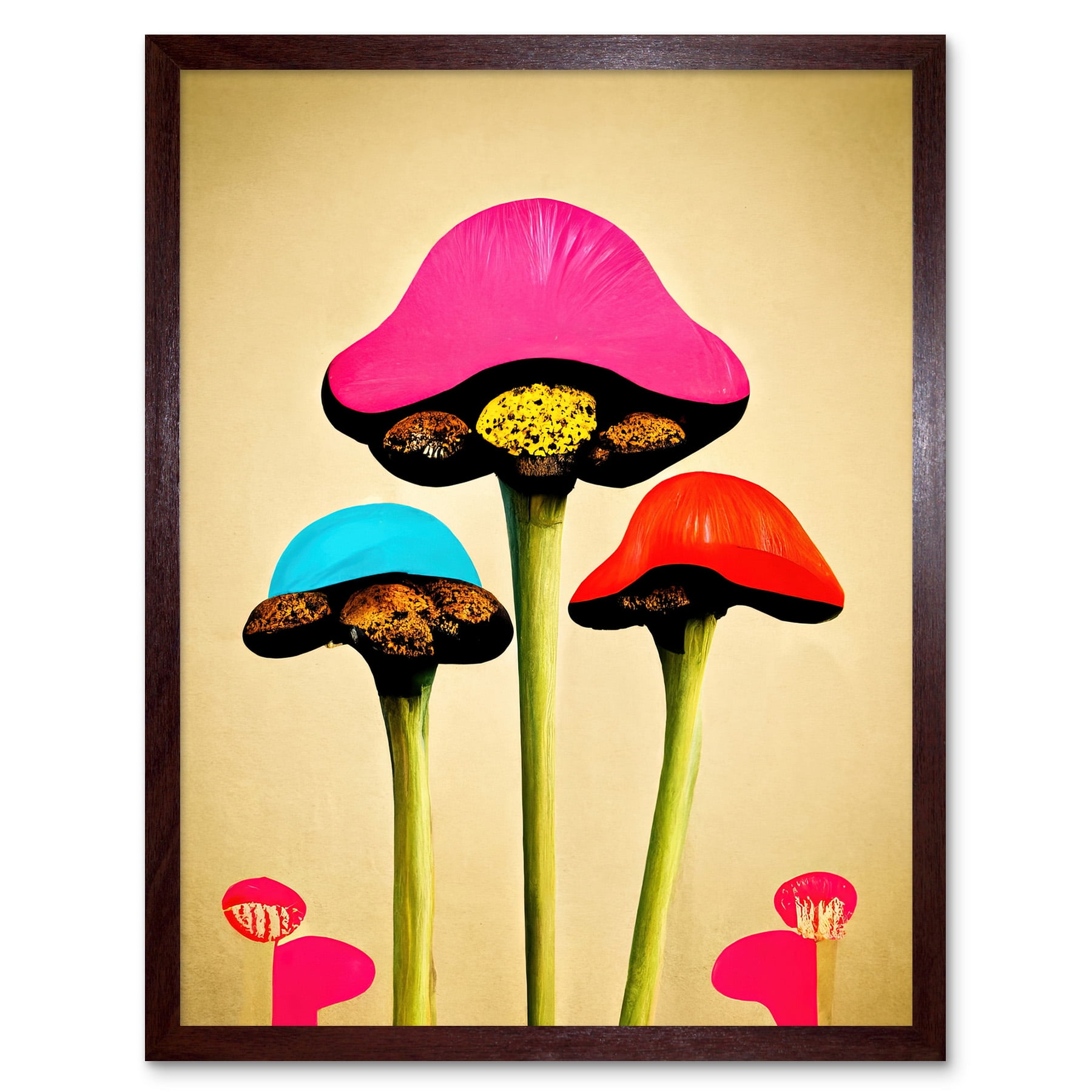 Pop Art Surreal Colour Vivid Fungi Mushrooms Art Print Framed Poster Wall Decor 12x16 inch ...
