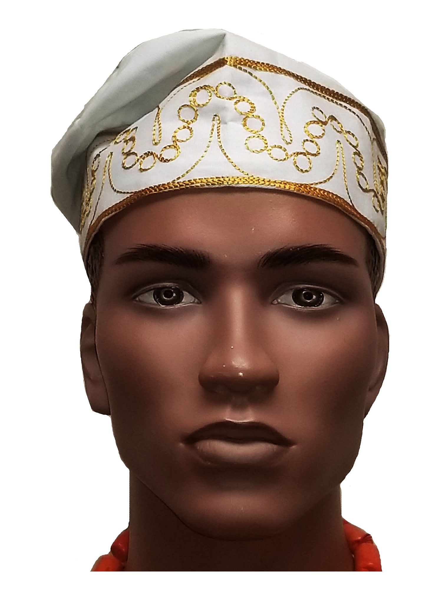 Off White and Gold African Cotton Kufi Hat - Walmart.com
