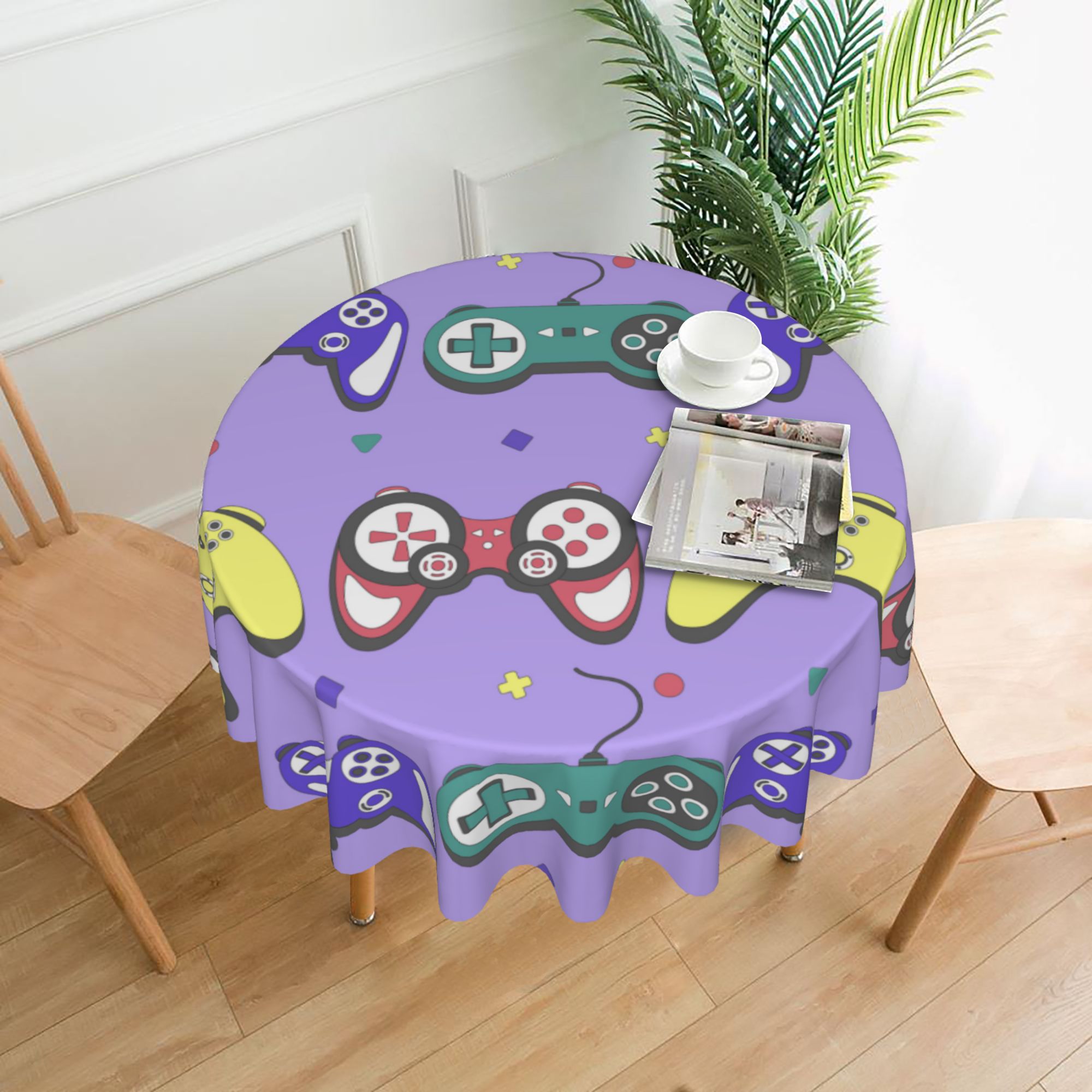 ZICANCN Round Table Cloths 60 Inch, Retro Form Game Controller Table ...