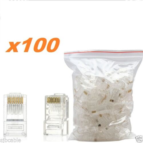 CableVantage 100 pcs Cat5 CAT5e RJ45 Network Modular Plug Connector ...