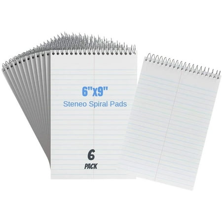 1InTheOffice Steno Books 6 x 9, Spiral Steno Pads White Gregg Ruled, 80 ...