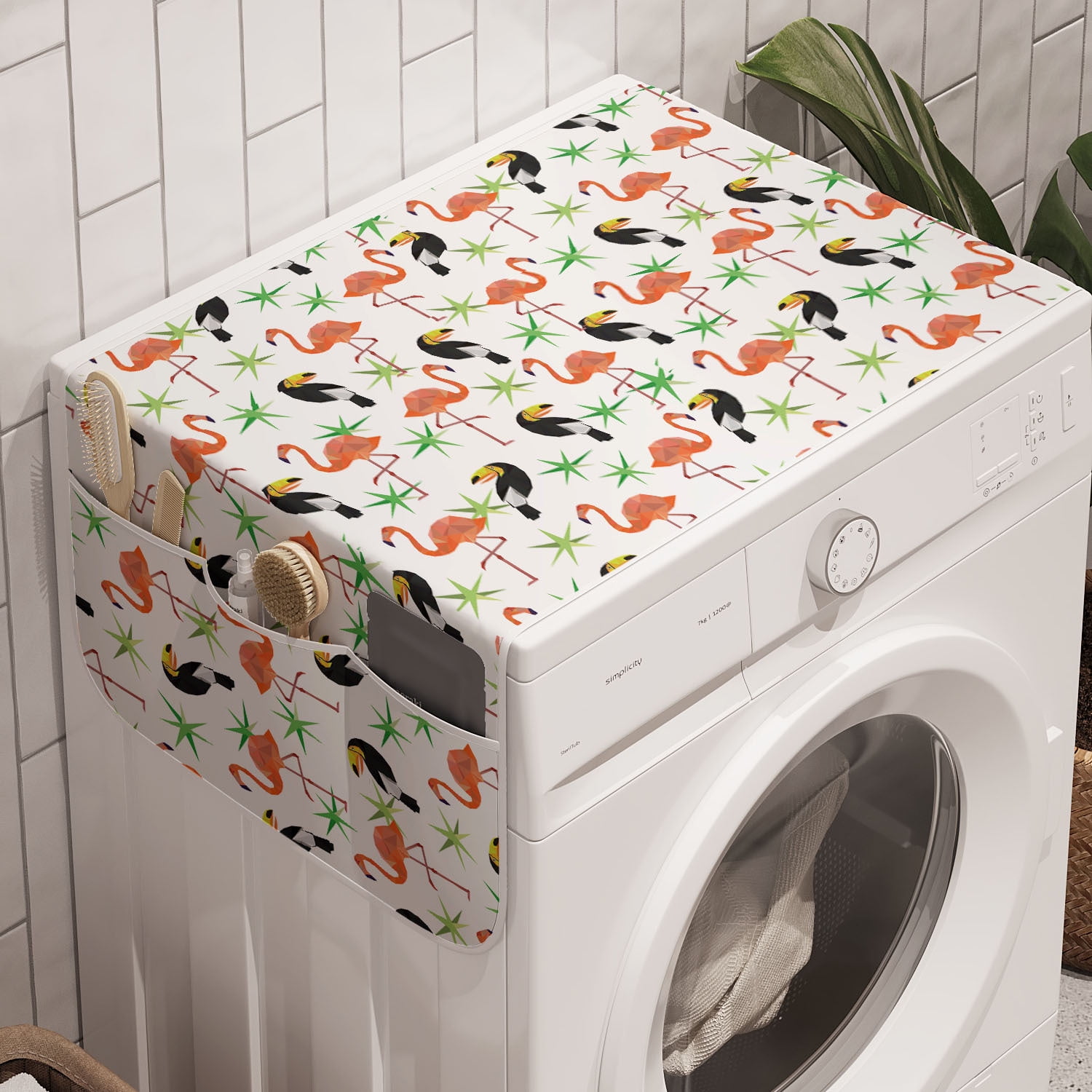 Tropical Washing Machine Organizer, Low Poly Style Design Exotic ...