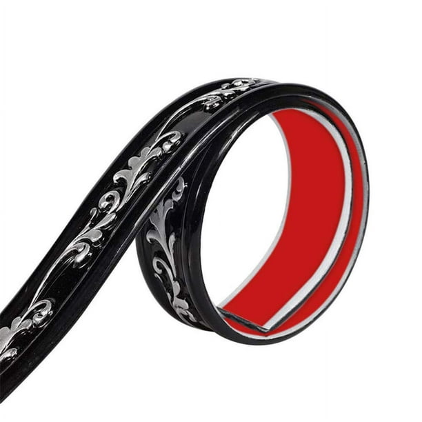 Recorte autoadhesivo de 5 m, líneas de pared impermeables 3D (negro ...