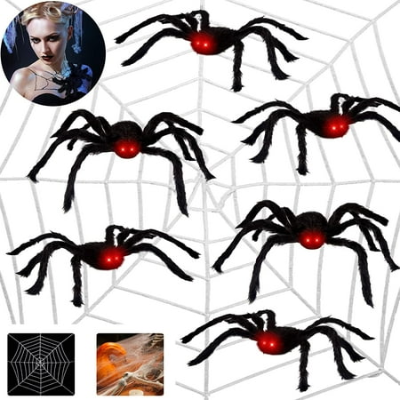 FanShow 6 Pieces Halloween Spider Decorations Scary Hairy Giant Spider ...